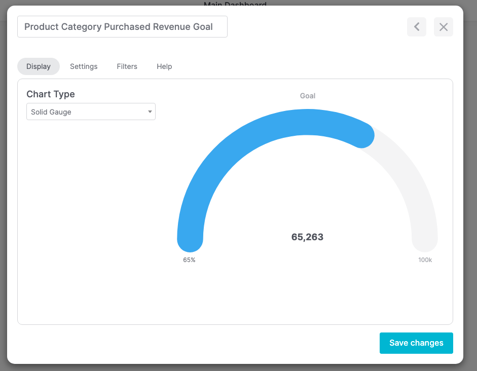 Configuring the Product Category Purchased Revenue Goal Report | Graphly