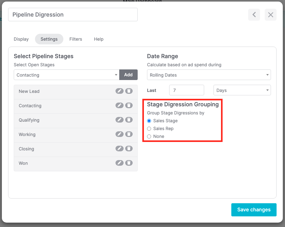 How to Configure the Pipeline Digression Report | Graphly